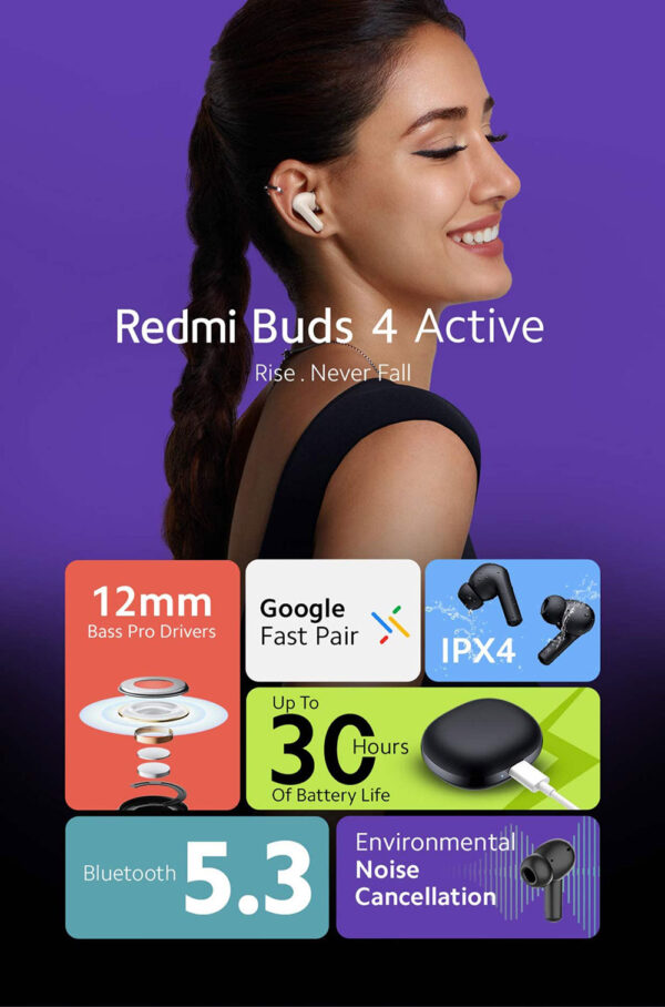 خرید و مشخصات هندزفری بلوتوثی شیائومی Xiaomi Redmi Buds 4 Active